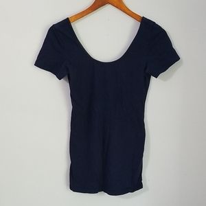 Ambiance | Tops | Dark Blue Deep Scoop Neck Tee Sz Large | Poshmark
